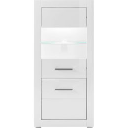 Home Affaire Vitrine &raquo;Bianco, moderne Standvitrine, Vitrinenschrank, Glasvitrine&laquo; silberne Metallgriffe, ausreichend Stauraum, zeitlos, 142 cm hoch 