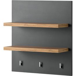 OTTO home Wandregal &raquo;KS-Westminster&laquo; mit 2 Ablageb&ouml;den, 3 Haken, Breite 60 cm, exclusiv by Otto grau Holzwerkstoff B/H/T: 60cm x 65cm x 20cm