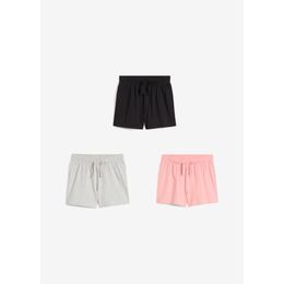 bonprix M&auml;dchen Shorts, grau, Gr. 128, Obermaterial: 100% Baumwolle, Hosen, 3er Pack, Regular Fit, aus Baumwolle, verschiedene Gr&ouml;&szlig;en erh&auml;ltlich