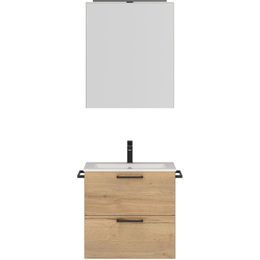 Nobilia Badm&ouml;bel-Set &raquo;Tolvina&laquo; vormontiert, mit Soft-Close, 2 Stk. tlg. braun B/H/T: 61cmcm x 169cmcm x 48,7cmcm, Griffe schwarz
