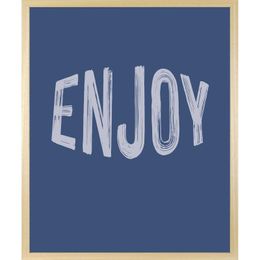 s.Oliver Bild mit Rahmen &raquo;Enjoy&laquo; Kunst Modern Motivationsbilder Schriftzug Schriftz&uuml;ge 1 Stk. tlg. HD Premium Posterdruck mit Echtholzrahmen 