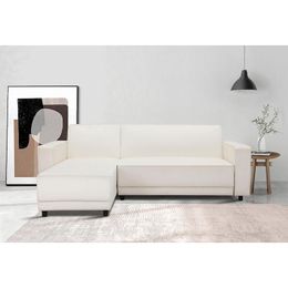 Ecksofa &raquo;Allie Schlafsofa 230 cm mit Relaxfunktion in der R&uuml;ckenlehne&laquo; Schlaffunktion (108/194,5cm), trendiger Cord o. pflegeleichter Velours beige 