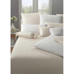 Elegante Bettw&auml;sche &raquo;Milano&laquo; 2 Stk. mit feinen Streifen beige Mako-Satin, Obermaterial: 100% Baumwolle B/L: 155cm x 220cm, 1 Stk., 1 Stk., Mako-Satin, B/L: 