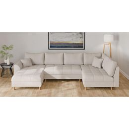 Home Affaire Wohnlandschaft &raquo;CHARRE U-Form mit Ottomane, Ma&szlig;e B/T/H: 310/161/81 cm&laquo; feine Steppung, lose R&uuml;cken- und Zierkissen, auch in Cord und 