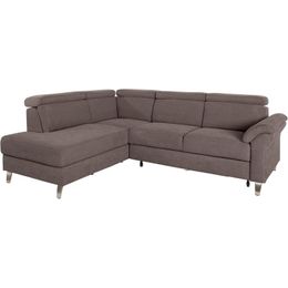 Sit & More sit&more Ecksofa &raquo;Arngast L-Form&laquo; inklusive Kopfteilverstellung und Federkern grau B/H/T: 245cm x 84cm x 194cm, Struktur weich, Ottomane links, ohne 