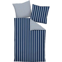 Janine Wendebettw&auml;sche &raquo;modernclassic 39028-28&laquo; mit Rei&szlig;verschluss blau Mako-Satin, Obermaterial: 100% Baumwolle B/L: 135cm x 200cm, 1 Stk., 1 Stk., Mako-
