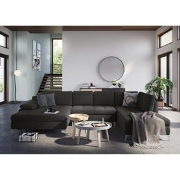 Sit & More sit&more Wohnlandschaft &raquo;Latigo U-Form&laquo; mit Mega-Recamiere, wahlweise mit Schlaffunktion und Bettkasten grau B/H/T: 346cm x 201cm, Luxus-Microfaser,