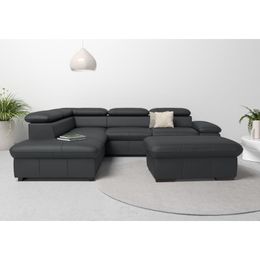 OTTO home Ecksofa &raquo;Alberto L-Form&laquo; mit Kopfteilverstellung, wahlweise mit Schlaffunktion schwarz Luxus-Microfaser Lederoptik (100% Polyester);Luxus-