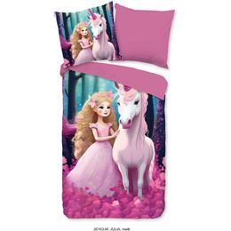 PURE luxury collection Kinderbettw&auml;sche &raquo;Julia&laquo; 2 Stk. Mikrofaser, 135x200, Rei&szlig;verschluss, Wendeoptik, Weich, Kind, Einhorn bunt Microfaser, 
