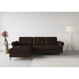 Sit & More sit&more Ecksofa &raquo;G&ouml;teborg&laquo; Sitztiefenverstellung und Federkern, wahlweise mit Bettfunktion braun B/H/T: 268cm x 90cm x 176cm, Luxus-Microfaser 