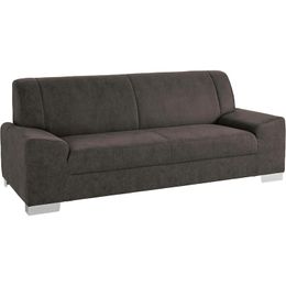 DOMO collection 2,5-Sitzer &raquo;Anzio kubisches Design, flache Armlehnen, Breite 214cm&laquo; Mit Federkern grau B/H/T: 214cm x 85cm x 93cm, Luxus-Microfaser, 