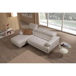 Egoitaliano Ecksofa &raquo;Soul, Design und Sitzkomfort auf hohem Niveau, tolle Details, L-Form&laquo; mit Recamiere, inkl. Kopfteilverstellung grau Leder &raquo;BULL&laquo; (echtes 
