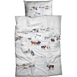 CASATEX Bettw&auml;sche &raquo;Scanda&laquo; 2 Stk. skandinavisches Design, zauberhaftes winterliches Design wei&szlig; Satin, Obermaterial: 100% Baumwolle B/L: 135cm x 