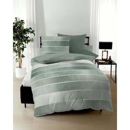 Kaeppel Wendebettw&auml;sche &raquo;TIMELESS 100% Baumwolle&laquo; 2 Stk. mit breiten Streifen, Wendeoptik, Markenrei&szlig;verschluss gr&uuml;n Mako-Satin, Obermaterial: 100% Baumwolle 