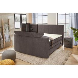 Jockenh&ouml;fer Boxspringbett &raquo;Bel Air erh&auml;ltlich in der Gr&ouml;&szlig;e 180x200cm&laquo; mit versenkbarem TV-Lift und Fernbedienung, Bettkasten/Stauraum grau Bezug Bett: Microfaser 