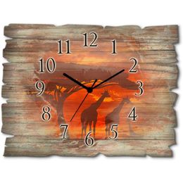 Artland Wanduhr &raquo;Herde von Giraffen im Sonnenuntergang&laquo; wahlweise mit Quarz- oder Funkuhrwerk, lautlos ohne Tickger&auml;usche braun B/H/T: 40cm x 30cm x 0,6cm, 