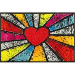 wash+dry by Kleen-Tex Fu&szlig;matte &raquo;Pop Art Heart&laquo; rechteckig 7 mm H&ouml;he bunt Obermaterial: 100% Polyamid B : 40cm 1 Stk., 7mm, L: 60cm