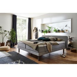 ATLANTIC HOME COLLECTION Boxspringbett &raquo;Carola&laquo; mit 7-Zonen-Taschen-Federkernmatratze und Komfortschaum-Topper grau Bezug Bett: Feinstruktur (100% 