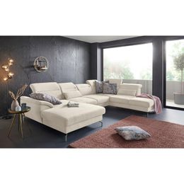 Sit & More sit&more Wohnlandschaft &raquo;Percy U-Form&laquo; 15 cm Fu&szlig;h&ouml;he, Sitztiefenverstellung, wahlweise in 2 Fu&szlig;farben beige B/H/T: 343cm x 235cm, Luxus-Microfaser 