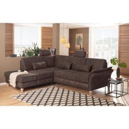 Home Affaire Ecksofa &raquo;Palace L-Form&laquo; incl. Sitztiefenverstellung, wahlweise mit Schlaffunktion und Stauraum braun Struktur fein (100% Polyester);