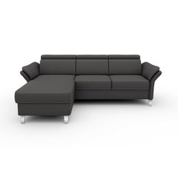 Sit & More sit&more Ecksofa &raquo;Vincenzo L-Form&laquo; inklusive Kopfteilverstellung, optional Schlaffunktion & Bettkasten grau B/H/T: 252cm x 84cm x 165cm, Luxus-