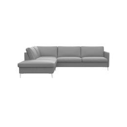 FLEXLUX Ecksofa &raquo;Fiore, L-Form&laquo; schmale Armlehnen, Kaltschaum, F&uuml;&szlig;e Alu schwarz 100% Echteder B/H/T: 266cm x 85cm x 225cm, Echtleder, Ottomane links