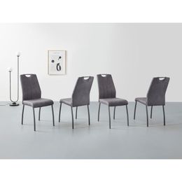 Hela Esszimmerstuhl &raquo;ELIF&laquo; (Set) 4 Stk.140 Kg Belastbar, K&uuml;chenstuhl schwarz 100% Polyester B/H/T: 44cm x 96cm x 64cm, 4 Stk., Microfaser