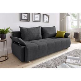 Collection AB Schlafsofa &raquo;Funtastic, B: 212 cm, Liegel. 145x187 cm&laquo; Schlaffunktion, Bettkasten, Armteilverstellung & Zierkissen, Federkern grau 