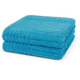 Ross Handt&uuml;cher &raquo;CARRE&laquo; 100% Baumwolle, Rippenstruktur, gro&szlig;e Farbauswahl blau Frottier, Frottier B/L: 50cmx100cm, 2 Stk., Frottier