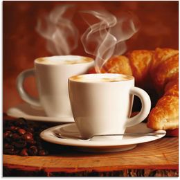 Artland Glasbild &raquo;Dampfender Cappuccino und Croissant&laquo; Getr&auml;nke 1 Stk. tlg. in verschiedenen Gr&ouml;&szlig;en braun B/H/T: 20cm x 20cm, Glasbild Getr&auml;nke, 1 Stk.