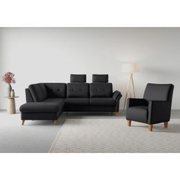 Sit & More sit&more Ecksofa &raquo;G&ouml;teborg&laquo; inkl. Sitztiefenverstellung, wahlweise mit Bettfunktion & Bettkasten grau B/H/T: 250cm x 90cm x 226cm, Luxus-Microfaser 