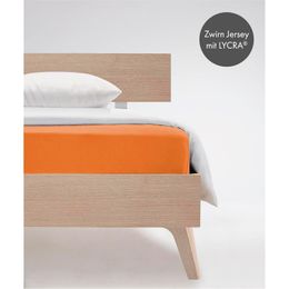 Fleuresse Spannbettlaken &raquo;Comfort&laquo; langlebig & b&uuml;gelfrei,Perfekte Passform durch POWER-STRETCH orange Jersey-Elasthan, Obermaterial: 96% Baumwolle, 4%