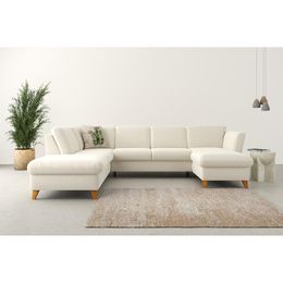 Home Affaire Wohnlandschaft &raquo;Trelleborg U-Form&laquo; Federkern-Polsterung, wahlweise mit Schlaffunktion und Stauraum beige 100% Polyester B/H/T: 307cm x 
