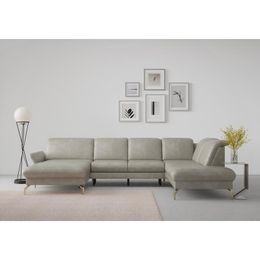 Sit & More sit&more Wohnlandschaft &raquo;Fashion U-Form&laquo; wahlweise mit Kopfteilverstellung, Vorziehsitz, motorisch, Nickelf&uuml;&szlig;e grau B/H/T: 338cm x 84cm x 207cm, Luxus