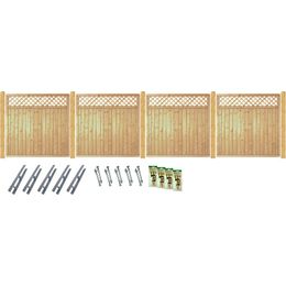 TETZNER & JENTZSCH Sichtschutzelement &raquo;COLUMBIA 2&laquo; kesseldruckimpr&auml;gniert beige Massivholz, Stahl H/L: 180cm x 7,65m, Pfosten: 5 Stk.