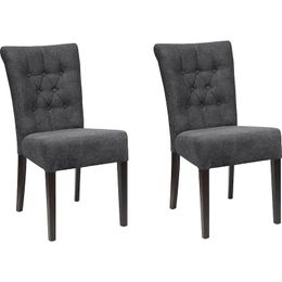 Home Affaire Esszimmerstuhl &raquo;Queen&laquo; (Set) 2 Stk.Polsterstuhl mit Knopfheftung, 2er, 4er oder 6er Set grau Polyester B/H/T: 46cm x 93cm x 64cm, 2 Stk.,