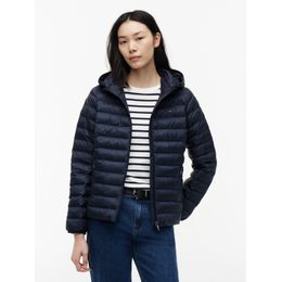 Tommy Hilfiger Damen Steppjacke "LW PADDED GLOBAL STRIPE JACKET", blau, Gr. S, unifarben, Web, Obermaterial: 100% Polyester, Jacken, sportive Kapuze