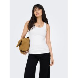 Only Damen Tanktop "ONLLIVE LOVE S/L TANK TOP NOOS", wei&szlig;, Gr. XS, unifarben, Jersey, Obermaterial: 95% Baumwolle, 5% Elasthan, Tops, Baumwollmischung