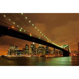 papermoon Fototapete &raquo;Brooklyn Bridge by Night&laquo; glatt bunt Vlies B/L: 4m x 2,6m, Bahnen: 8 Stk.