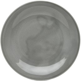 Van Well Speiseteller &raquo;Teller Set, Jive, flacher Teller 25 cm, 6 St&uuml;ck&laquo; dezentes Spiraldekor, sp&uuml;lmaschinen-und mikrowellengeeignet grau Porzellan 