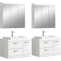 Welltime Badm&ouml;bel-Set &raquo;SIENA, 4-teilig, je 2x Waschtisch inkl. Waschbecken & Spiegelschrank&laquo; Holzwerkstoff, MDF, Spiegelglas B/H/T: 175cmcm x 191cmcm 