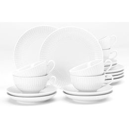Seltmann Weiden Teeservice &raquo;Geschirr-Set, 18 Teile, Amina, klein&laquo; Tassen, Untertassen, Teller, Made in Germany, 18 Teile, f&uuml;r 6 Personen wei&szlig; Porzellan 18 Stk.