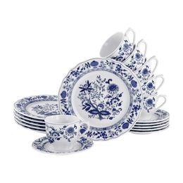 Creatable Kaffeeservice &raquo;Flora Zwiebelmuster, Kaffee-Service 18 tlg&laquo; Nostalgisch, Vintage wei&szlig; Porzellan 18 Stk.