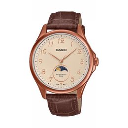 Casio Timeless Collection Herren CASIO TIMELESS COLLECTION Quarzuhr Armbanduhr, Herrenuhr, Lederarmband, analog, Mondphase rosa Einheitsgr&ouml;&szlig;e