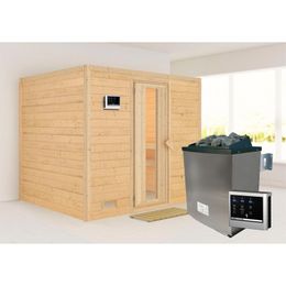 Karibu Sauna &raquo;Soraja&laquo; Set, Ofen 9 KW externe Strg easy beige Saunaofen, externe Steuerung, 9 kW