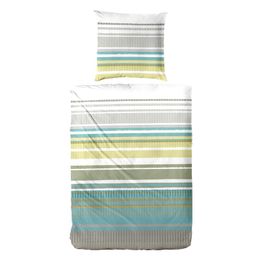 Primera Bettw&auml;sche &raquo;Perkal-Bettw&auml;sche Summer Stripe&laquo; 2 Stk. mit modernen Streifen gr&uuml;n Perkal, Obermaterial: 100% Baumwolle B/L: 135cm x 200cm, 1 Stk., 1 Stk.