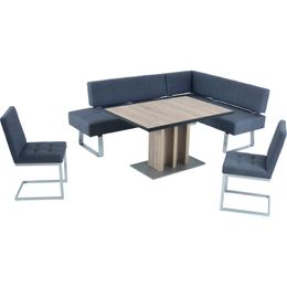 K+w Komfort & Wohnen K+W Komfort & Wohnen Eckbankgruppe &raquo;Spider II&laquo; Set, 4 Stk. tlg. langer Schenkel 227cm, 2 Freischwinger, Auszugstisch in Breite 130 cm blau B/H/T: 88cm