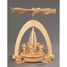Albin Preissler Weihnachtspyramide &raquo;5 Engel mit Spanbaum, Handwerkskunst aus dem Erzgebirge&laquo; Weihnachtsdeko aus Holz beige Massivholz 28cm