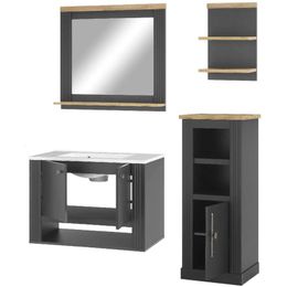OTTO home Badm&ouml;bel-Set &raquo;WESTMINSTER, Bad im Landhausstil, 4-teiliges Badezimmer&laquo; 4 Stk. tlg. grau B/H/T: 150cmcm x 200cmcm x 46cmcm
