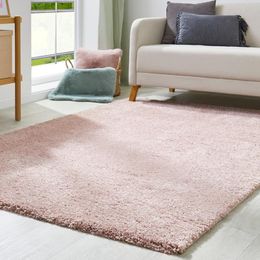 OTTO home Hochflor-Teppich &raquo;Canberra&laquo; rechteckig 40 mm H&ouml;he Uni Farben, weich & kuschelig, Wohnzimmer, Schlafzimmer rosa Polypropylen (PP) B : 120cm 1